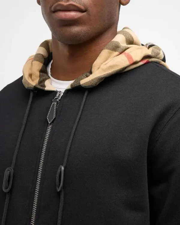 Burberry Apos;s Samuel Full-zip Check Hoodie - Black