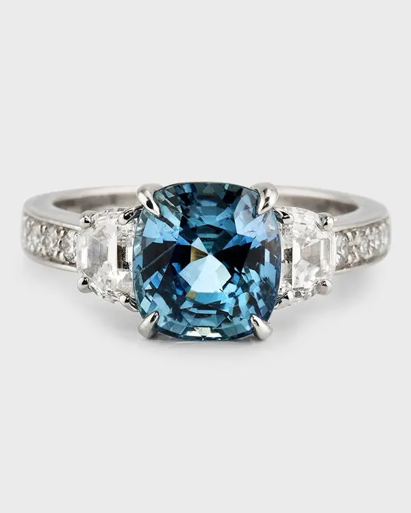 ROBERT ERICH Platinum Ring With Burmese Sapphire And Diamonds - Blue Sapphire