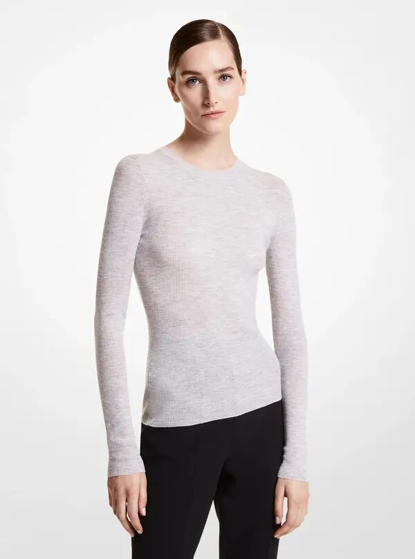 Michael Kors Hutton Featherweight Cashmere Sweater - Grey
