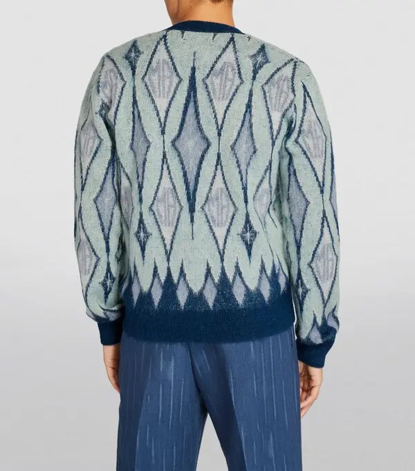 Amiri Mohair-blend Argyle Cardigan