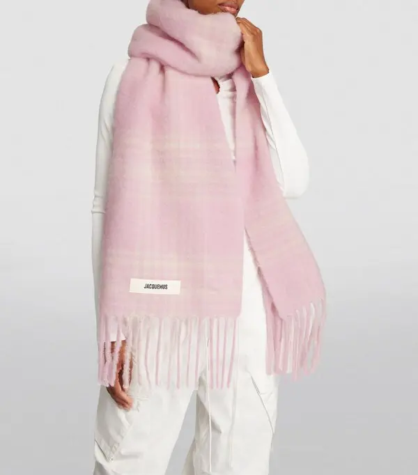 Jacquemus Check Carro Scarf In Pink - 30% Off | Editorialist