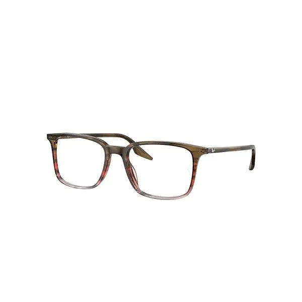 Ray-ban Rectangle Eyeglasses Frame - Striped Brown & Red