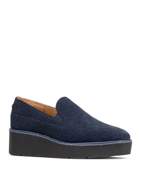 DONALD PLINER Suede Platform Wedge Loafers