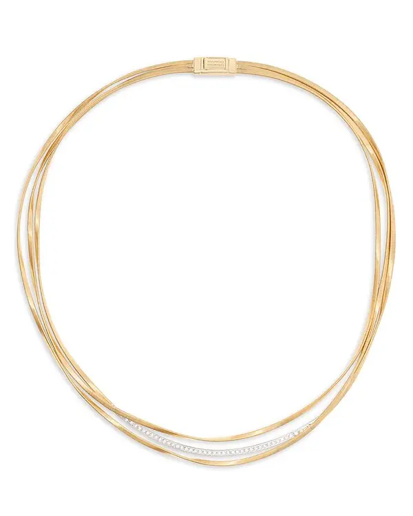 Marco Bicego 18k Gold And Diamond Three-strand Necklace - Gold/white