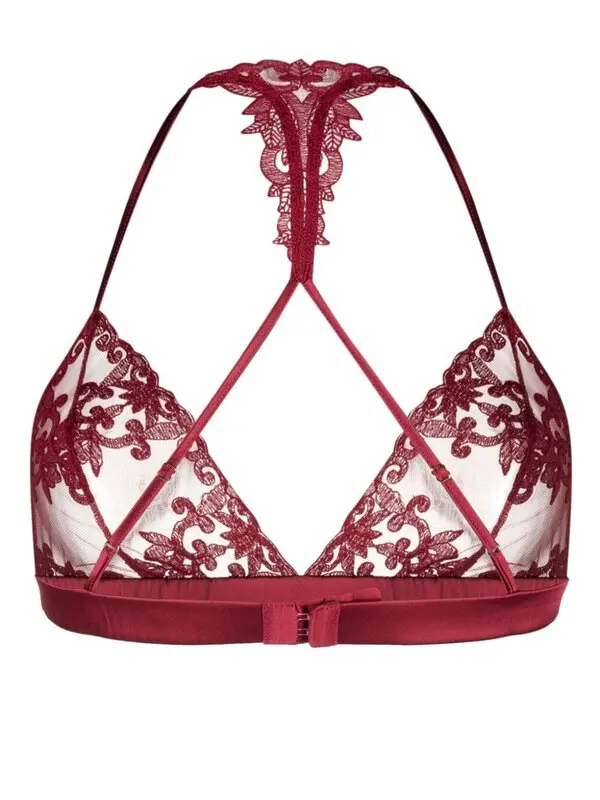 FLEUR OF ENGLAND Gisele Boudoir Floral-lace Bra - Red