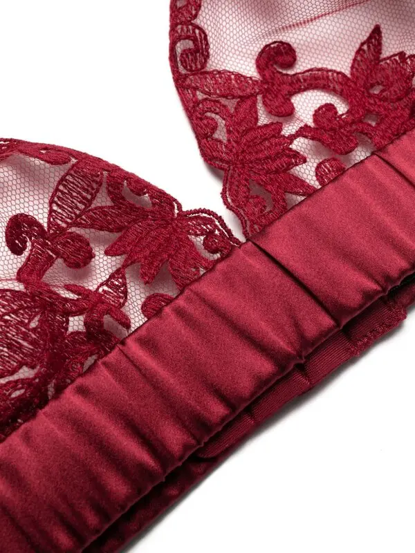 FLEUR OF ENGLAND Gisele Boudoir Floral-lace Bra - Red