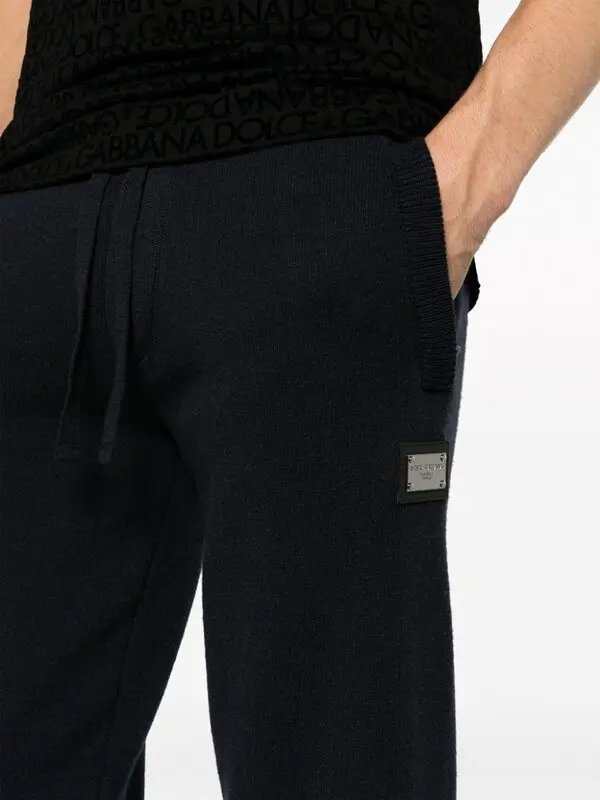 Dolce & Gabbana Logo-plaque Knitted Track Pants - Blue