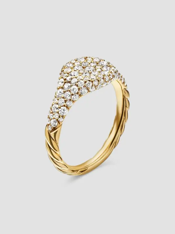 David Yurman Petite Pave Pinky Ring In 18k Yellow
