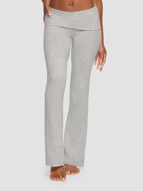 SKIMS Cotton Jersey Foldover Pants - Light Heather Grey