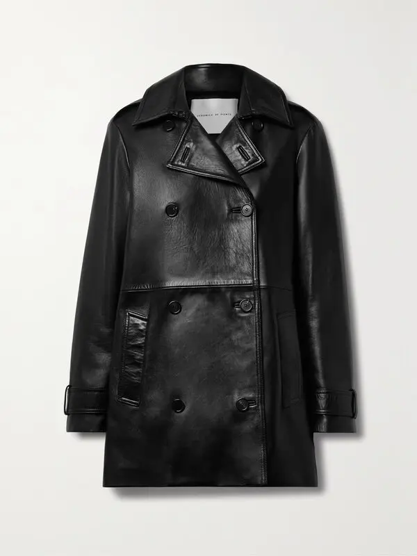 Veronica De Piante Charlotte Double-breasted Leather Trench Coat
