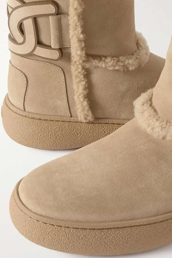 TOD'S Winter Gommini Shearling Ankle Boots - Beige