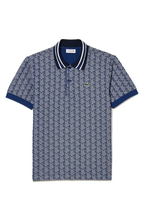 Lacoste Monogram Jacquard Polo - Qie Methylene/farine