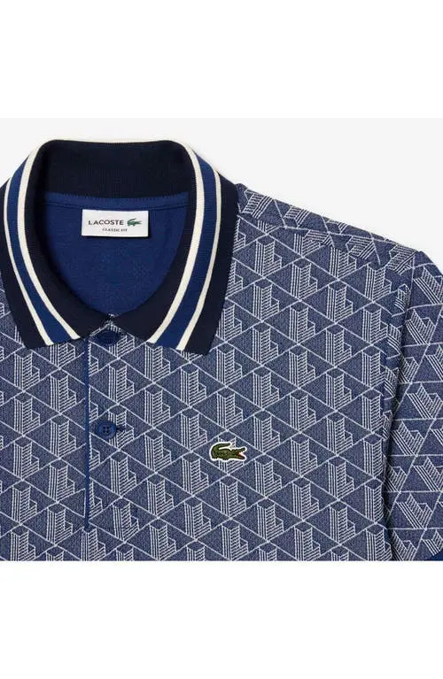 Lacoste Monogram Jacquard Polo - Qie Methylene/farine
