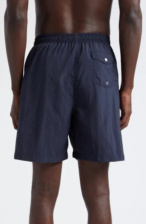 NOAH Core Logo Patch Swim Trunks - Navy