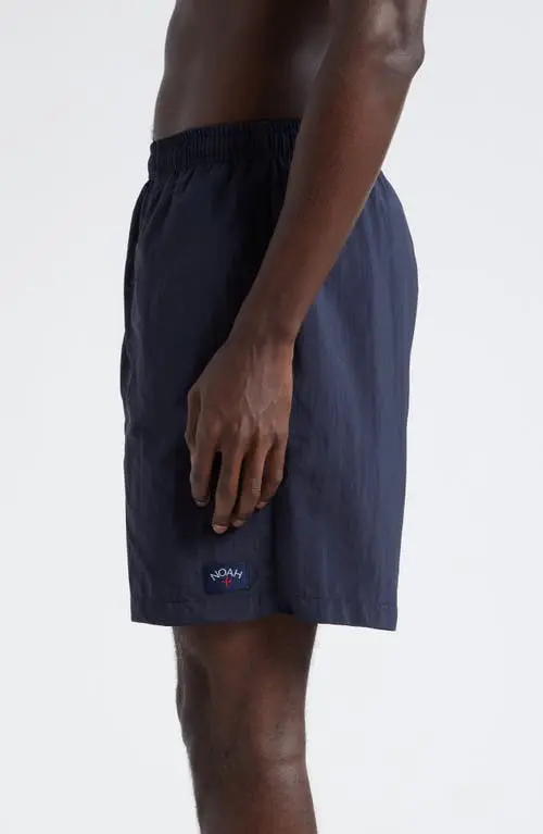 NOAH Core Logo Patch Swim Trunks - Navy
