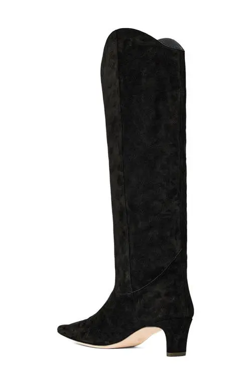Staud Wally Western Boots - Black Suede