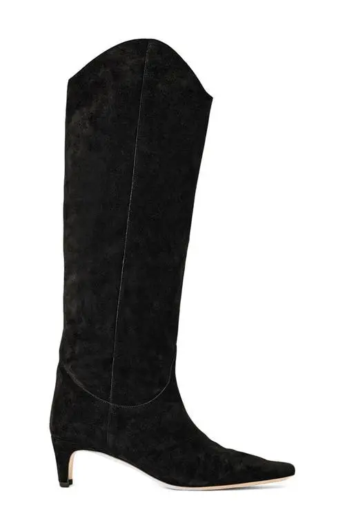 Staud Wally Western Boots - Black Suede