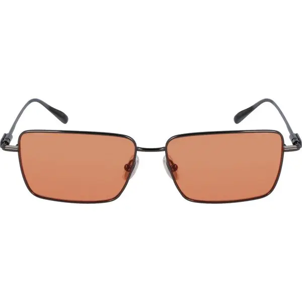 FERRAGAMO Gancini Evolution Rectangle Sunglasses - Dark Gun/orange