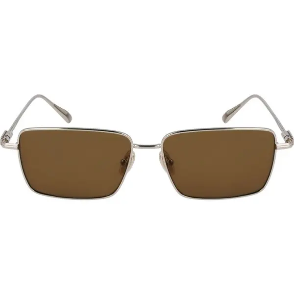 FERRAGAMO Gancini Evolution Rectangle Sunglasses - Gold/brown