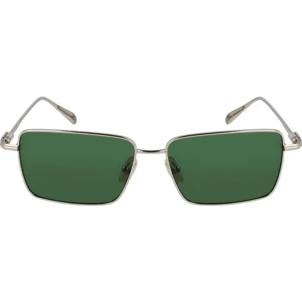 FERRAGAMO Gancini Evolution Rectangle Sunglasses - Light Gold/green
