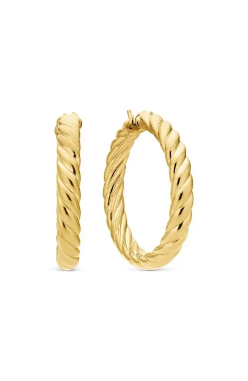 David Yurman Sculpted Cable Hoop Earrings - 18k Yellow Gold