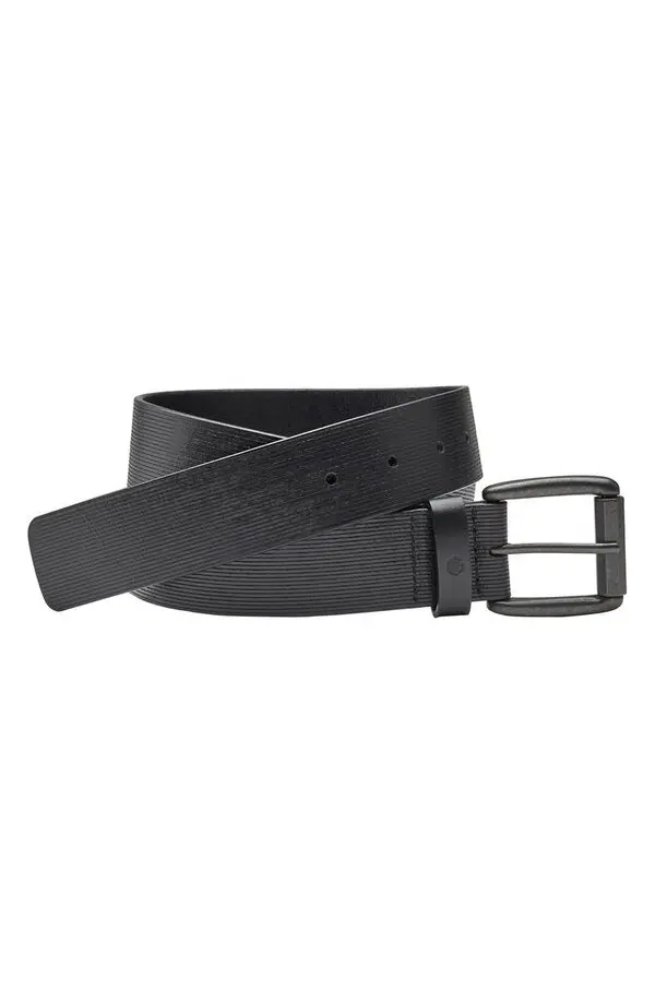 Johnston & Murphy Scored Leather Belt - Black