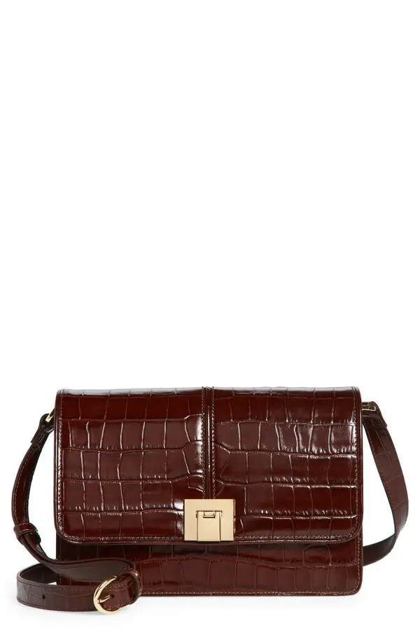& Other Stories Croc Embossed Leather Crossbody Bag