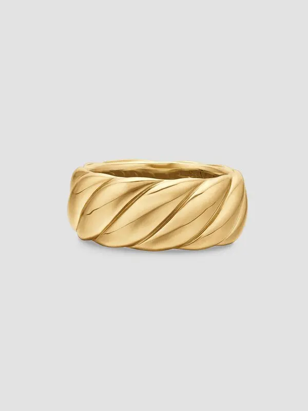 David Yurman Sculpted Cable Band Ring In 18k Yellow - Gold