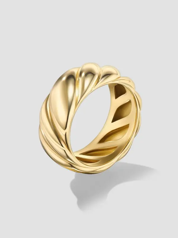 David Yurman Sculpted Cable Band Ring In 18k Yellow - Gold