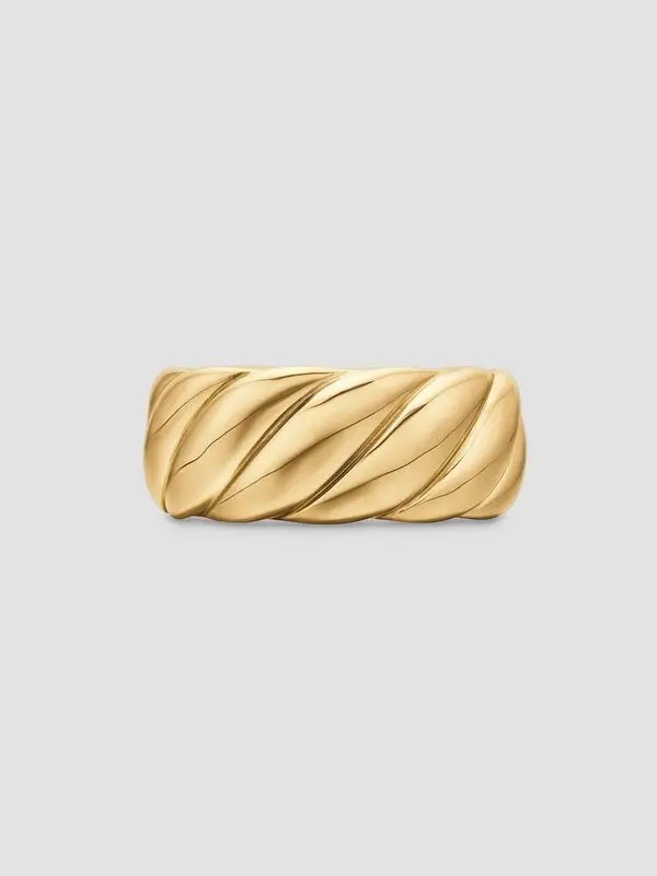 David Yurman Sculpted Cable Band Ring In 18k Yellow - Gold