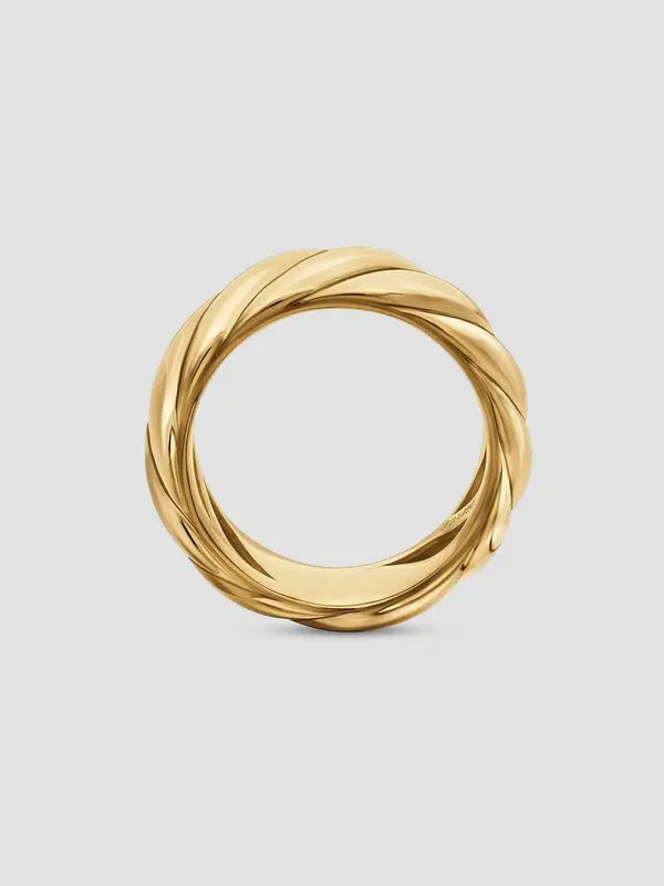 David Yurman Sculpted Cable Band Ring In 18k Yellow - Gold