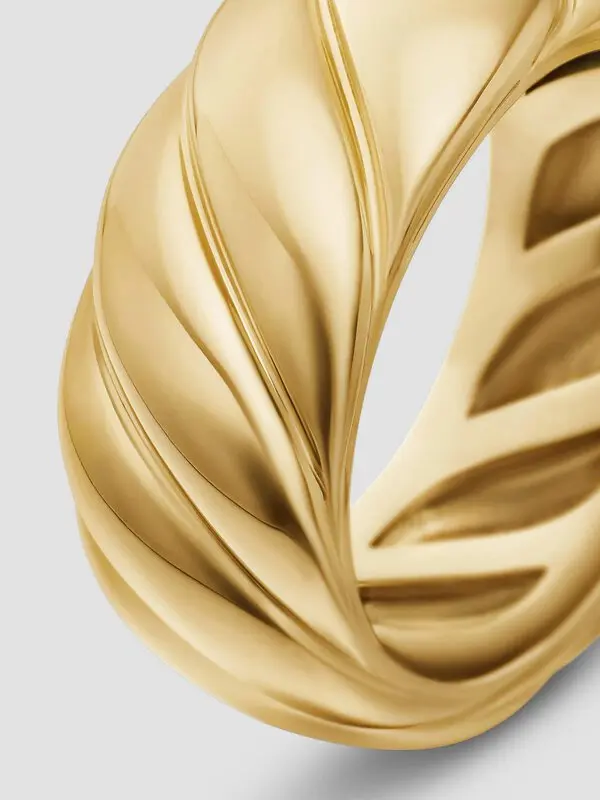 David Yurman Sculpted Cable Band Ring In 18k Yellow - Gold