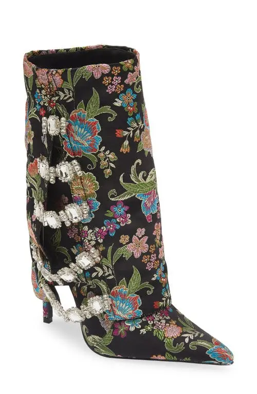 AZALEA WANG Tilley Floral Jacquard Pointed Toe Bootie
