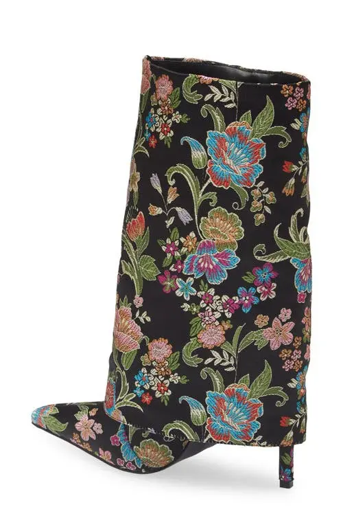 AZALEA WANG Tilley Floral Jacquard Pointed Toe Bootie