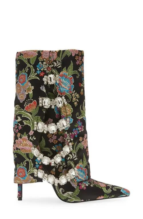 AZALEA WANG Tilley Floral Jacquard Pointed Toe Bootie