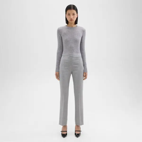 Theory Slim-straight Pant In Mélange Wool Flannel