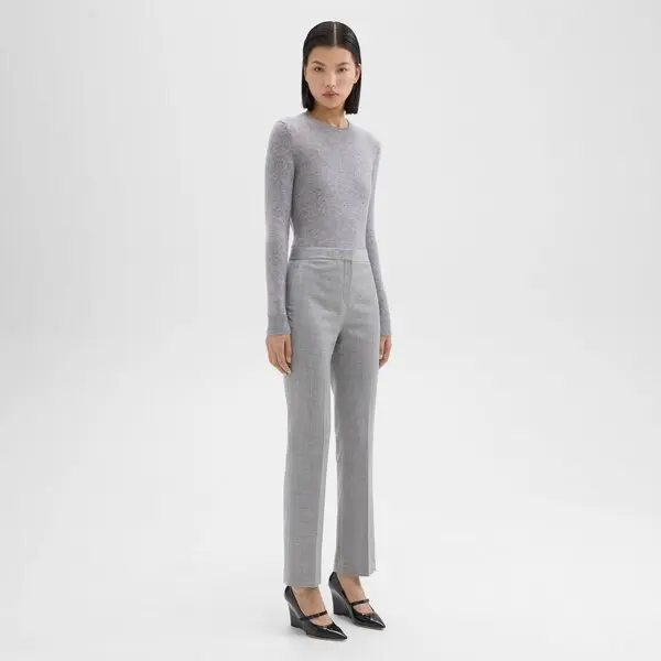 Theory Slim-straight Pant In Mélange Wool Flannel