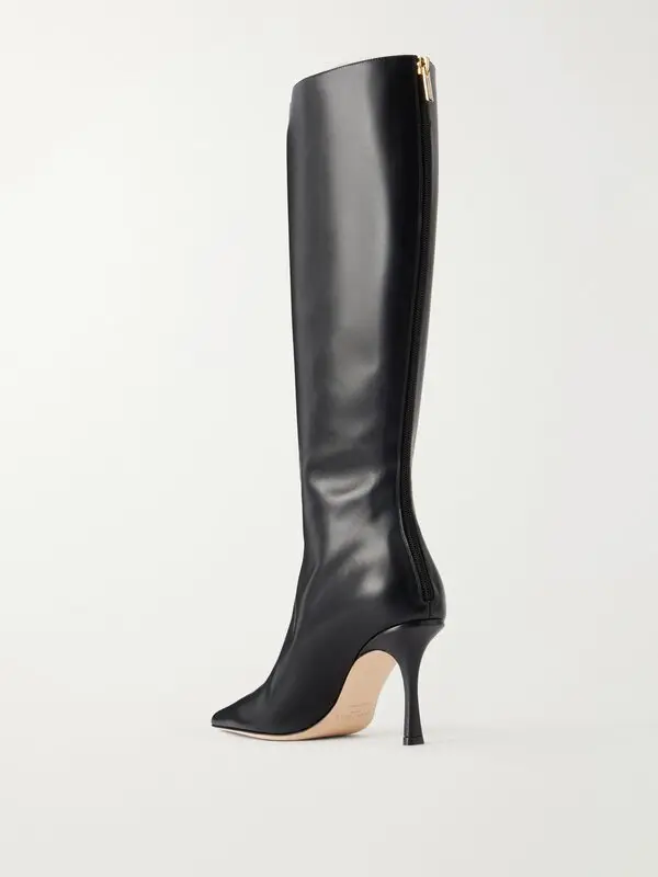 JIMMY CHOO Agathe 85 Leather Knee Boots - Black