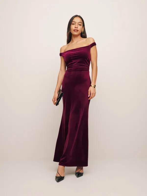 Reformation Ritz Knit Dress In Red Wine Velvet - 70% Off | Editorialist