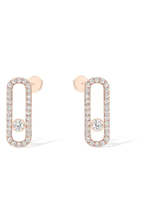 Messika Uno Diamond Pavé Stud Earrings - Pink Gold