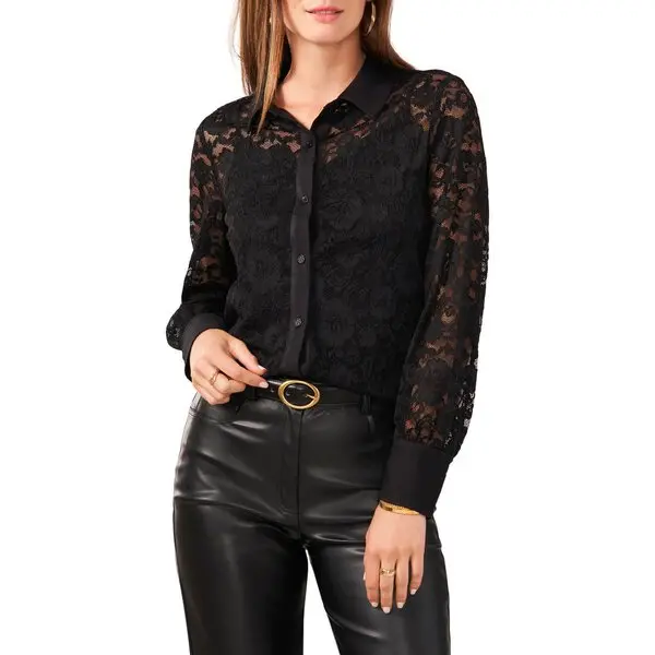 Vince Camuto Lace Button-up Shirt