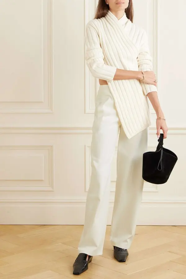 FFORME Net Sustain Jagger Wide-leg Organic Cotton-blend Pants - White