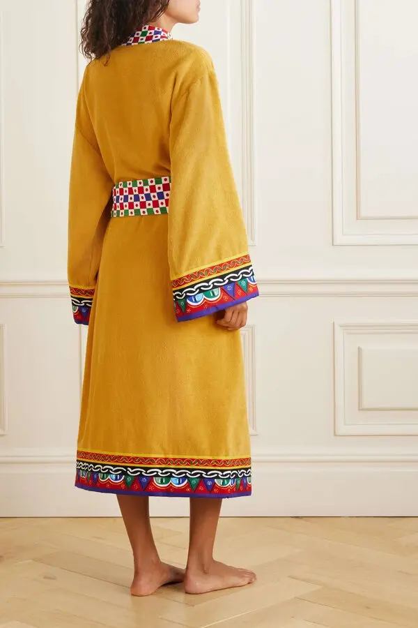 Dolce & Gabbana Printed Cotton-terry Robe - Yellow