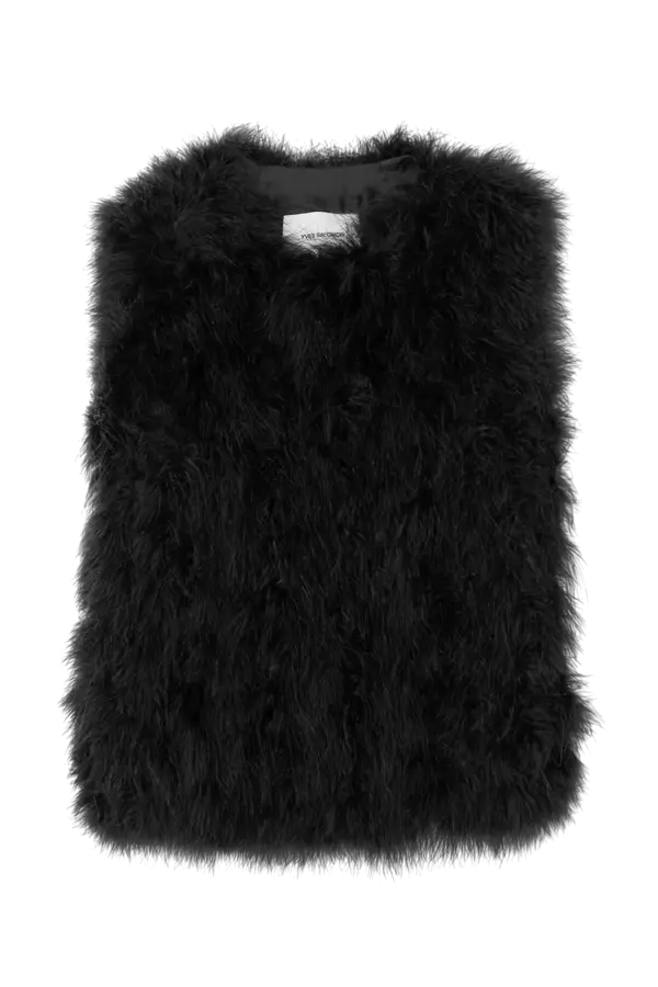 YVES SALOMON Feather-embellished Vest - Black
