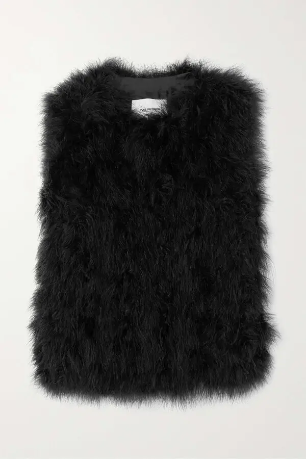YVES SALOMON Feather-embellished Vest - Black