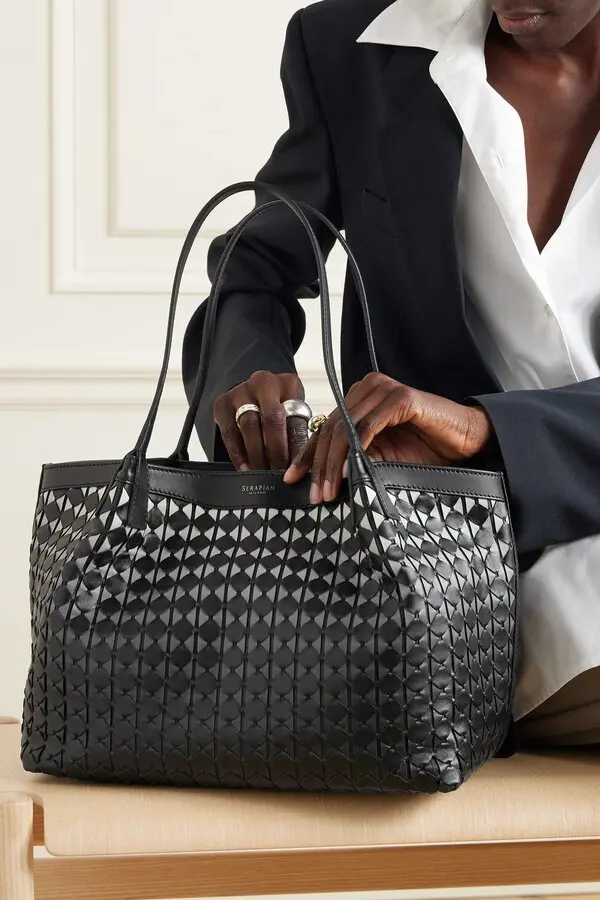 SERAPIAN Secret Small Woven Leather Tote