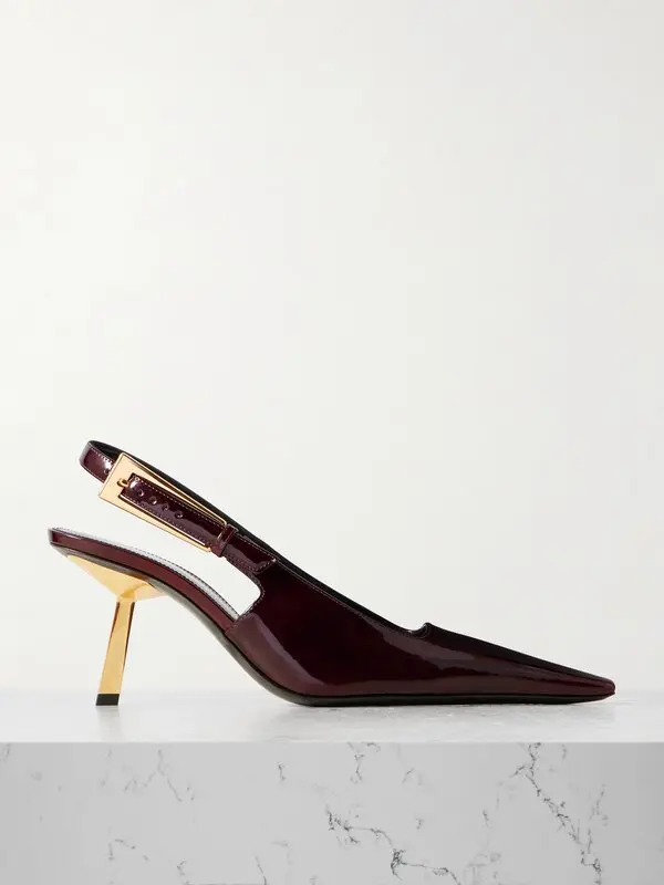 Saint Laurent Lee Embellished Patent-Leather Slingback Pumps