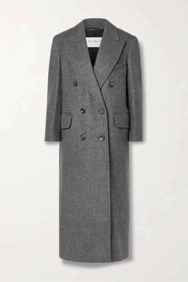 Max Mara Eccesso Double-breasted Herringbone Wool Coat