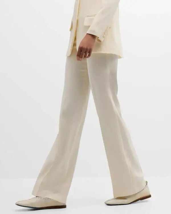 JOSEPH Morissey Mid-rise Straight-leg Cady Pants - Ivory