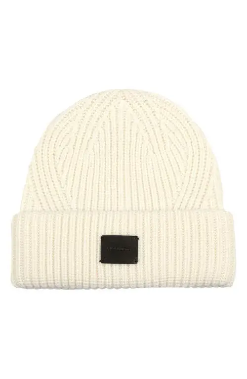 ALLSAINTS Travelling Rib Knit Wool Blend Beanie - Chalk